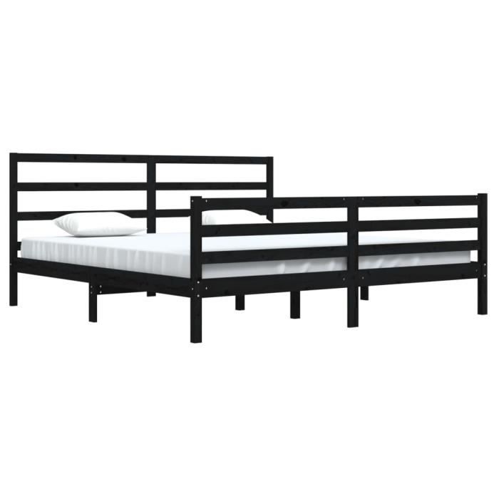 Lit Double | 2 Places 200 x 200 cm, Cadre de Lit en Bois de pin massif ...