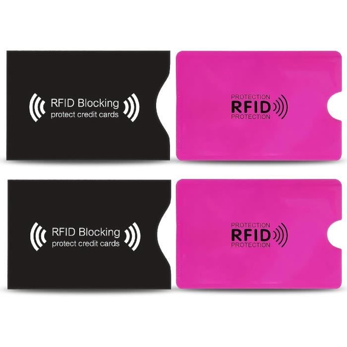 Nedit Etui Carte Bancaire Anti Piratage – Lot DE 4 (2 Noir + 2 Rose ...