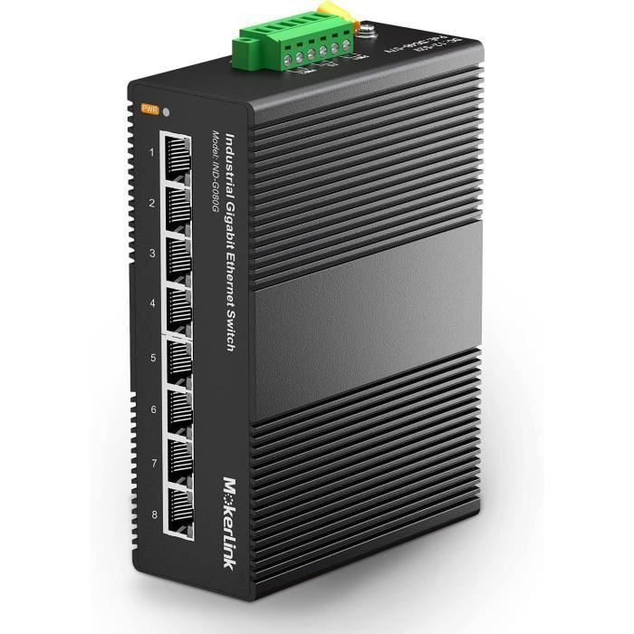 Mokerlink 8 Ports Gigabit Ethernet Switch Industriel sur Rail DIN, Capacité de Commutation de 16 ...