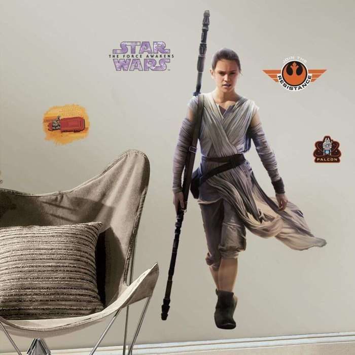 Stickers repositionnables géants Rey, Star Wars Episode VII 140x73 ...