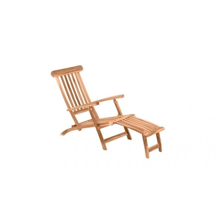 Transat inclinable avec repose-pieds en bois de teck massif naturel ...