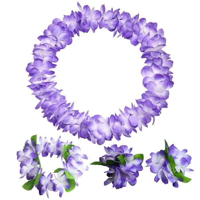Purple Guirxiété de fleurs de fête hawaïenne collier hawaïen robe ...
