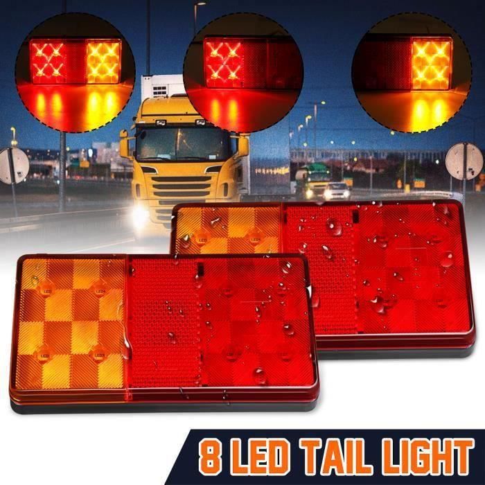 Ywei 2x 8-LED Remorque Feu arrière Voyant d'arrêt 12V Volt 4WD 4X4 ...