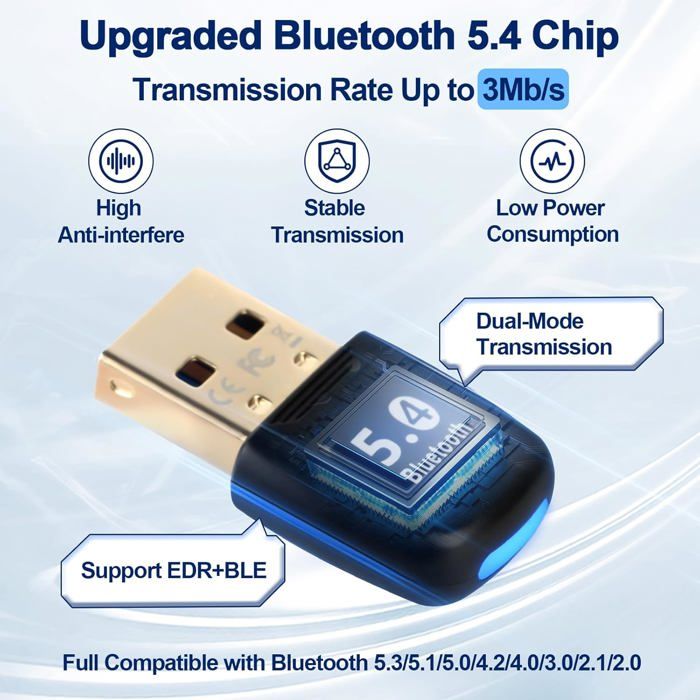 Dongle Bluetooth Pc 5.4, Adaptateur Bluetooth Usb, Clé Bluetooth Pc ...