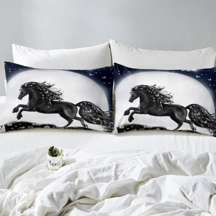 Black Horse Parure De Lit 3 Pièces En Microfibre Avec Housse De Couette ...