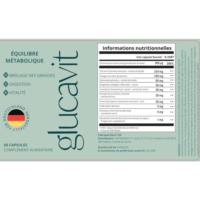 Glucavit Gélules Complément Alimentaire 60 Gélules Énergie et Vitalité ...