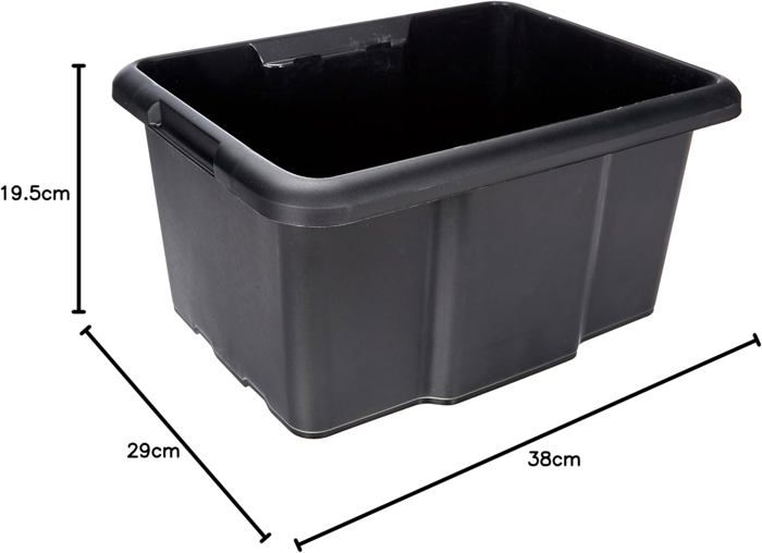 Bac de rangement empilable et superposable - Noir - Contenance 15 ...