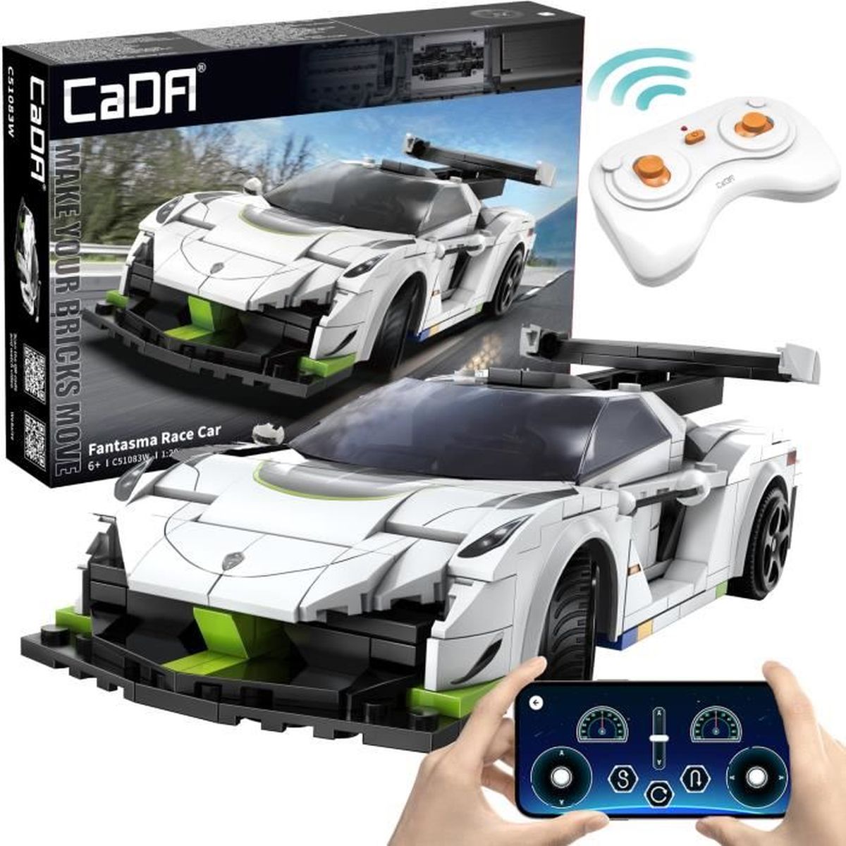 Cada Construction Blocks Remote Controlled Car White 22 cm Fantasma ...