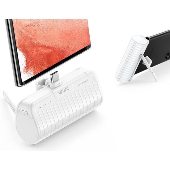 Mini Batterie Externe Usb C 5000Mah Pd 20W Charge Rapide Petite Power Bank Avec Support,Ultra ...