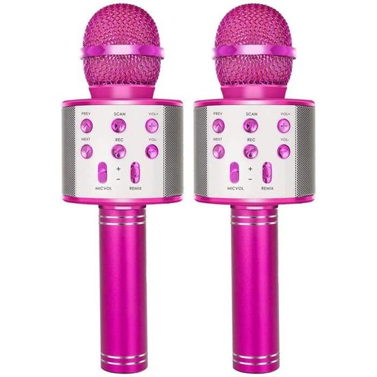 Pack de 2 Microphones Karaoké Bluetooth Sans Fil pour Chanter, Machine ...