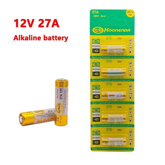 12v-5 Pièces 27a 12v Pile Alcaline Pour Sonnette Baladeur Alarme De Voiture Télécommande A27 27a ...