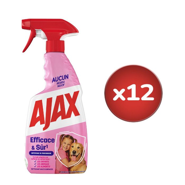 Nettoyant ménager spray Ajax efficace & sûr 500ml - Pack de 12x500ml ...