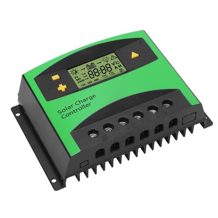 Contrôleur de charge solaire Affichage LCD Régulateur de charge PWM 60A 12V 24V pour RV ...
