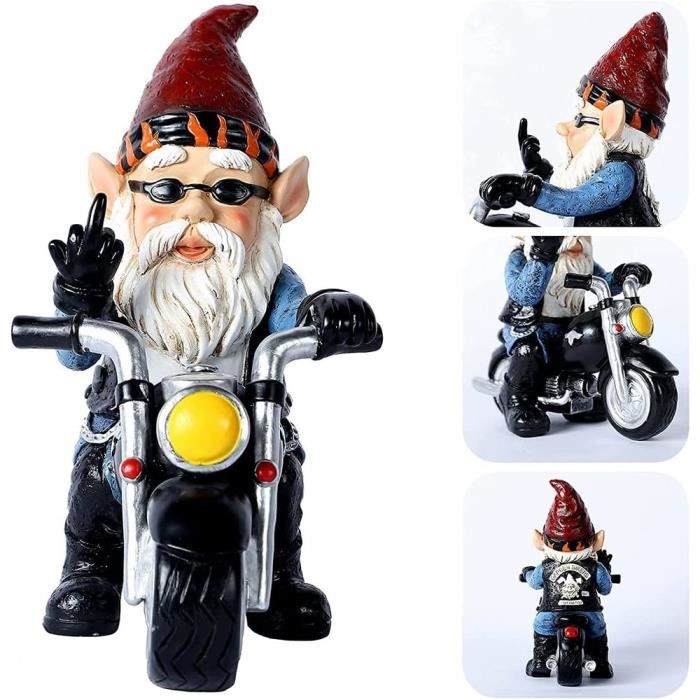 Nain De Moto, Statue De Nain De Jardin, Décoration De Jardin, Drôle ...