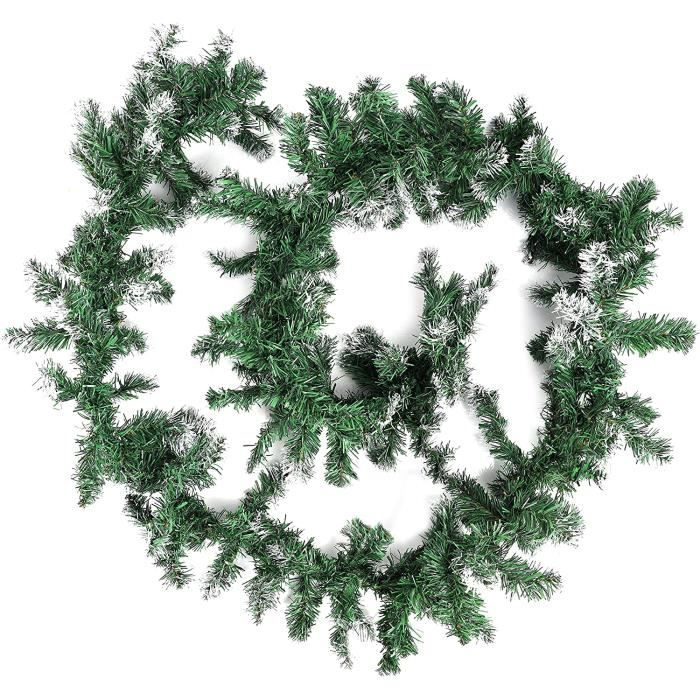 Guirlande Noel Sapin Artificielle avec Neige - 2,7 m Guirlande de Pin Vert Souple - Décoration ...