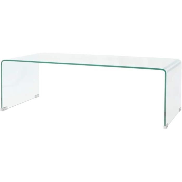 Table basse 100 x 48 x 33 cm Verre trempé Transparent[552] - Cdiscount ...