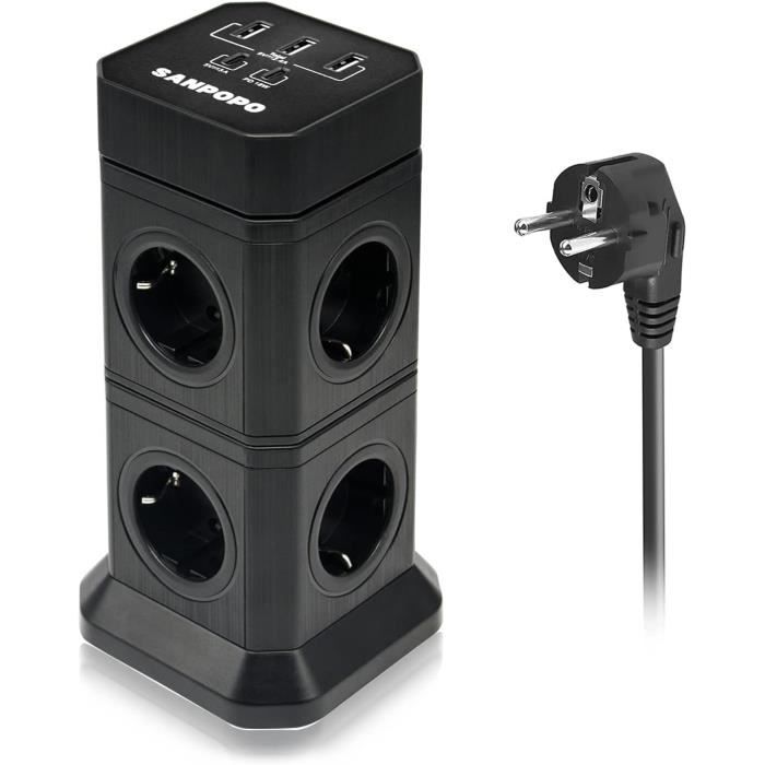 Tour Multiprise Parafoudre Détachable avec USB C 18W, Multiprise ...