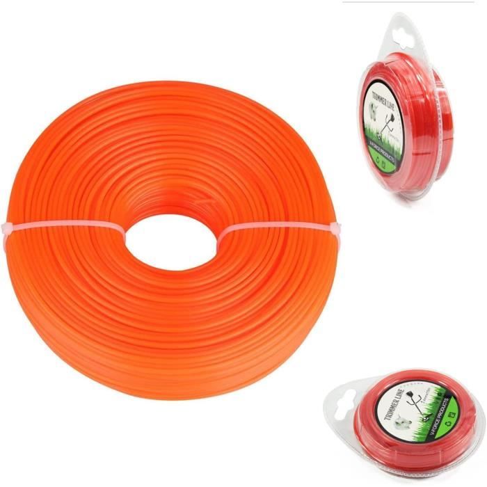 Fil pour débroussailleuse Nylon Ronde 2,4 mm x 90 m,Bobine de tondeuse Fil de coupe,Rond, Orange ...