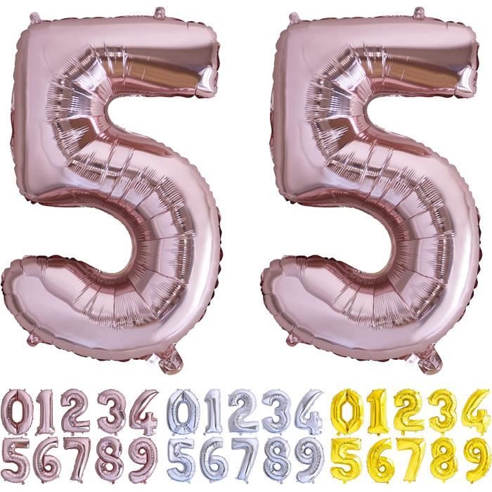 Ballon Numéro 55 Or Rose. Ballons Géants Chiffres 5 5 Foil Décoration ...