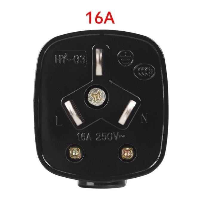 Prise électrique,Fiche d'alimentation à 3 broches, noir, standard australien, 16A-10A 250V, AU ...