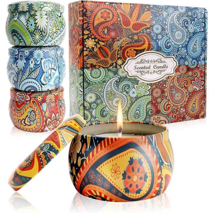 Lot De 4 Bougies Parfumées 5.65Oz Cire De Soja Bougies Set Pour ...