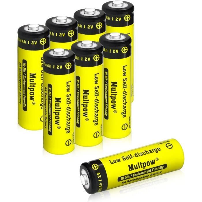 Lot De 8 Piles Aa Rechargeables Aa 2600 Mah 1,2 V - Haute Capacité ...