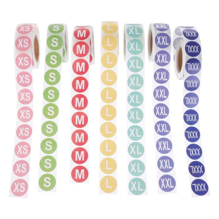 7 rouleaux d'étiquette de taille de vêtements étiquette auto-adhésive ...
