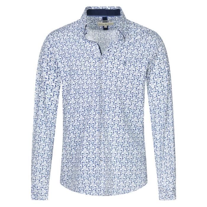 Chemise - BENSON & CHERRY - Bleu - Col slim fit - Fermeture manches ...