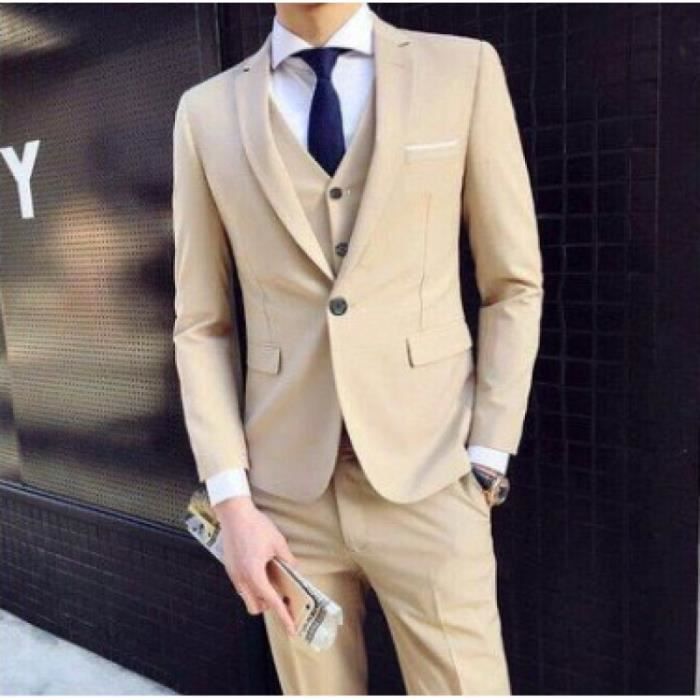 Costume Homme Slim Fit Trois Pièces Elégant Formel D'affaires de uni Un ...