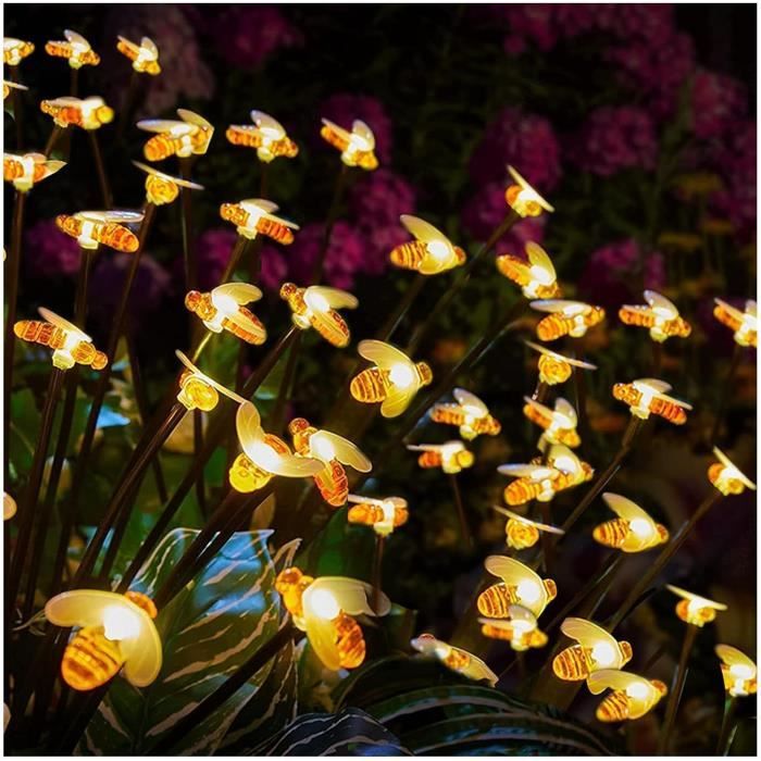 Abeille Luciole Solaire Exterieur Jardin, 4 Packs De 10 Led Lumière Solaire Jardin, Avec 2 Modes ...