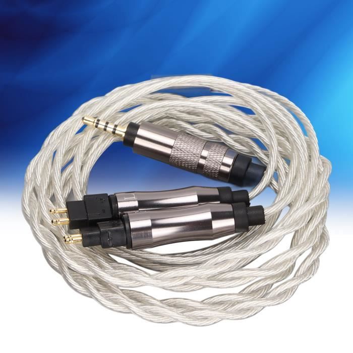 PAL Câble pour casque plaqué argent Câble d'écouteur de mise à niveau ...