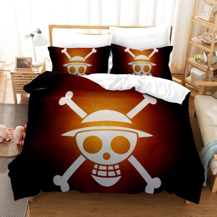 One Piece Luffy Animé 1 Housse De Couette Et 2 Taies Doreiller 140