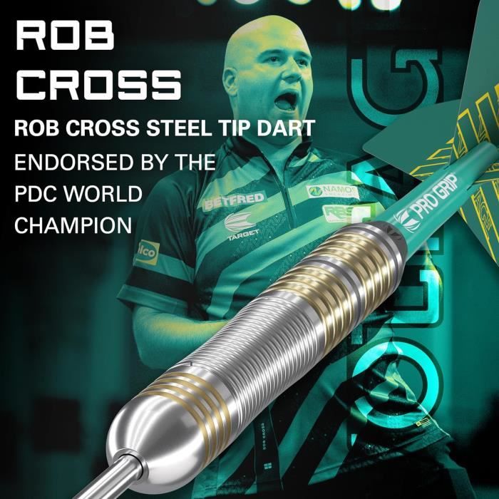 Rob Cross 22G Brass Steel Tip Darts Set - Jeu de fléchettes Voltage ...