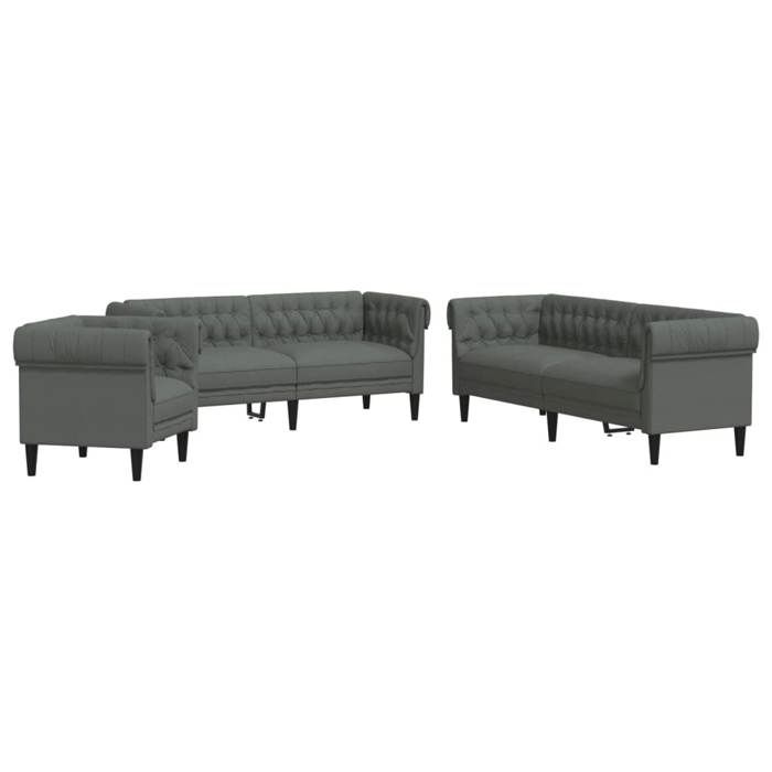 VidaXL Ensemble de canapés 3 pcs gris foncé tissu, canapé, siège de ...