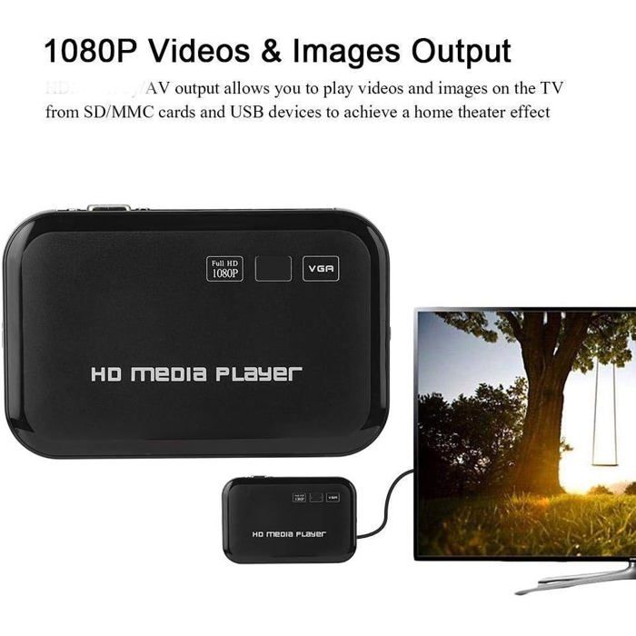 Lecteur multimédia HD, Ports HDMI Lecteur numérique Portable Full HD ...