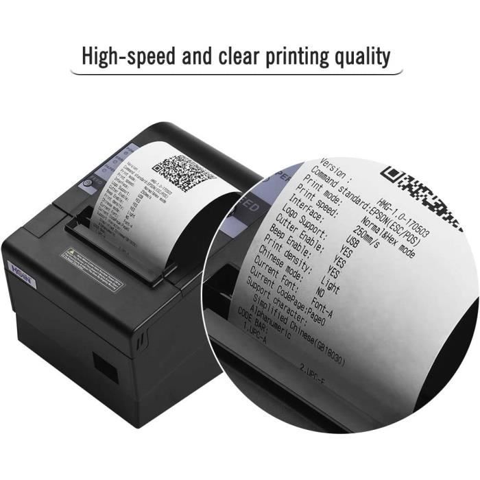 Imprimante de ticket thermique 80mm avec interface de coupe automatique USB Ethernet Impression ...