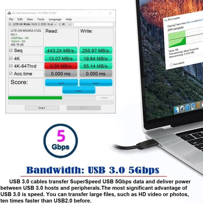 Adaptateur Usb 3.0 Vers Esata Externe Sata 3G Bps Pour Disque Dur 2,5 ...