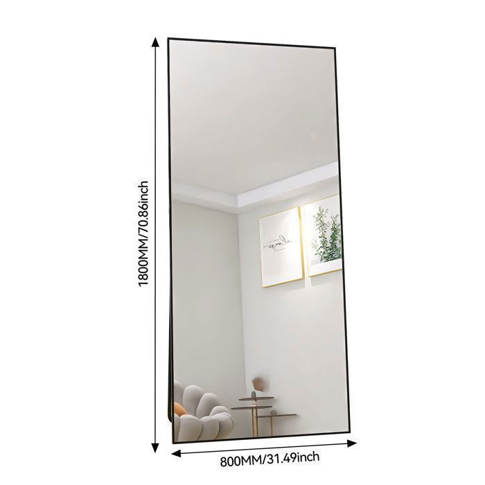 Miroir sur Pied Grand,180 x 80 cm, Grand Miroir Mural, Miroir de Sol ...
