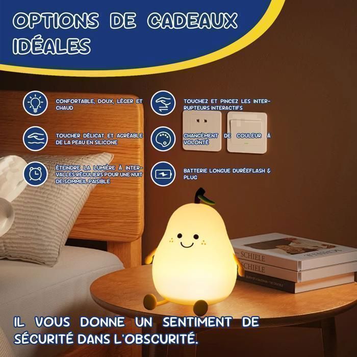 Veilleuse Bébé Rechargeable - Silicone Lampe de Chevet Tactile Pour ...
