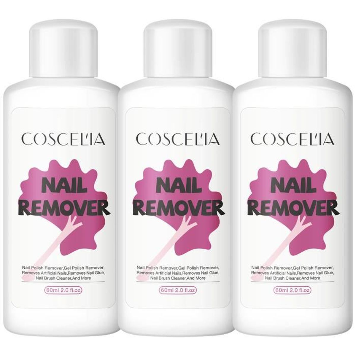 COSCELIA Dissolvant Vernis Semi Permanent 60ml*3 Remover Vernis Semi ...