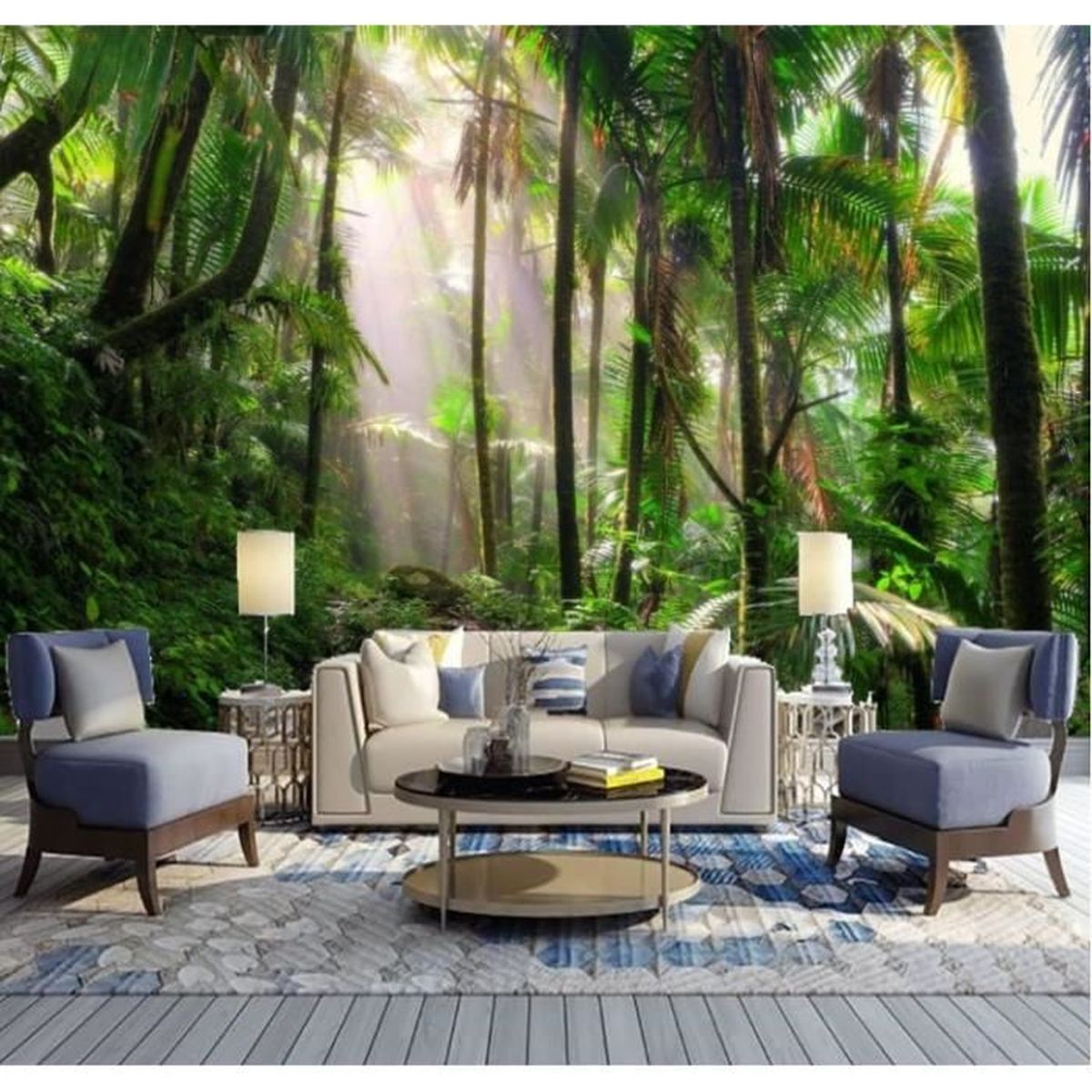 Papier Peint Panoramique Jungle Forêt Poster Murale Intissé - pour ...