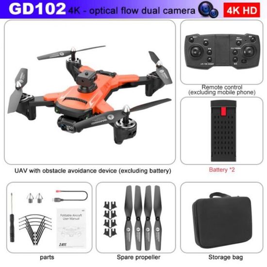 Orange - une pile - Mini Drone Gps 4k, Caméra Hd Professionnelle Fpv ...
