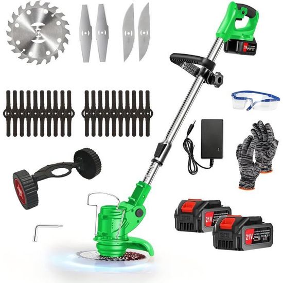 Débroussailleuse Electrique Sans Fil 21V avec 2 Batteries 4000 Ah,Coupe ...