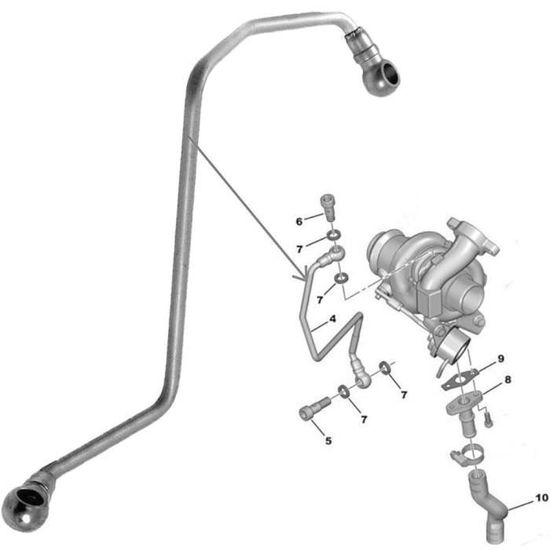 Tuyau de Graissage Huile pour Turbocompresseur 1,6 HDI TDCi 0379.69 ...