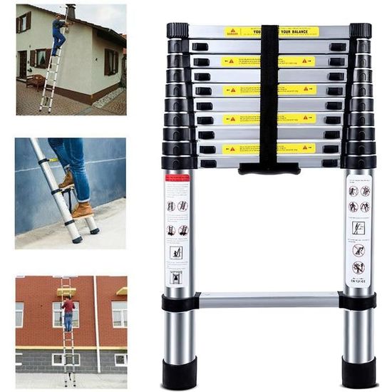 DAYPLUS Échelle télescopique télescopique en aluminium de 3,2 m - 10,5 ...