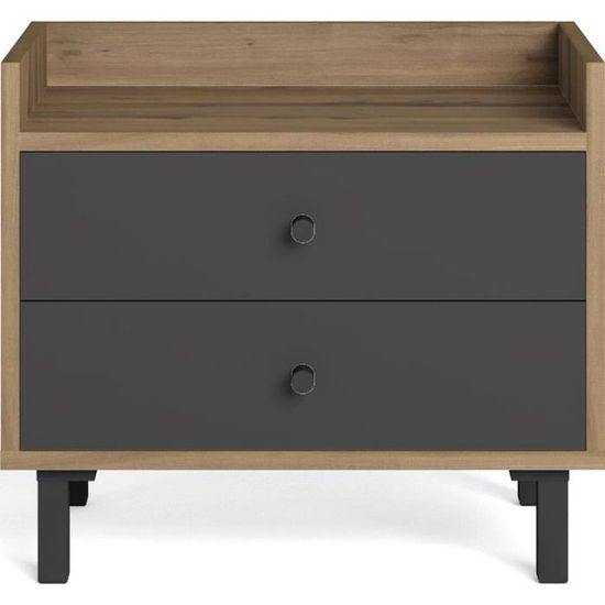 Table de chevet - HOMIFAB - Aurelia - 2 tiroirs - Gris anthracite ...