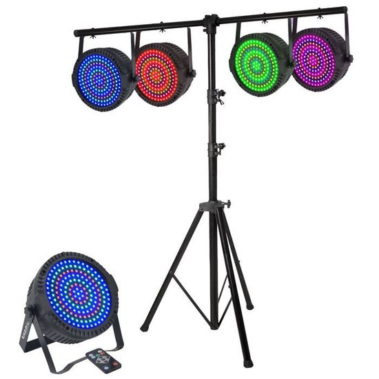 Pack de 4 Projecteurs Par Ibiza Light THINPAR-MATRIX 3-en-1 175 LED RGB ...