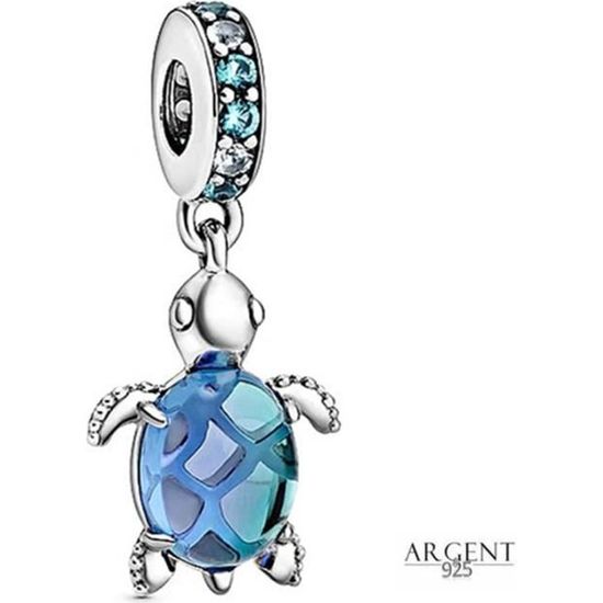 Charme Pendentif Tortue bleue Breloque Argent 925 Compatible Pandora ...
