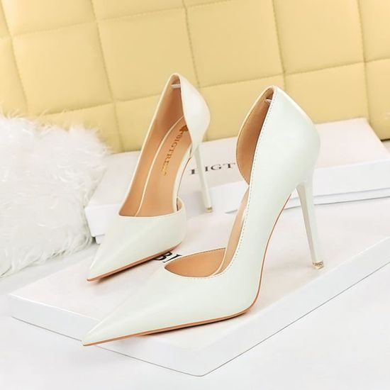 Escarpin Femme - Blanc - Talons hauts aiguilles - Bout pointu ...