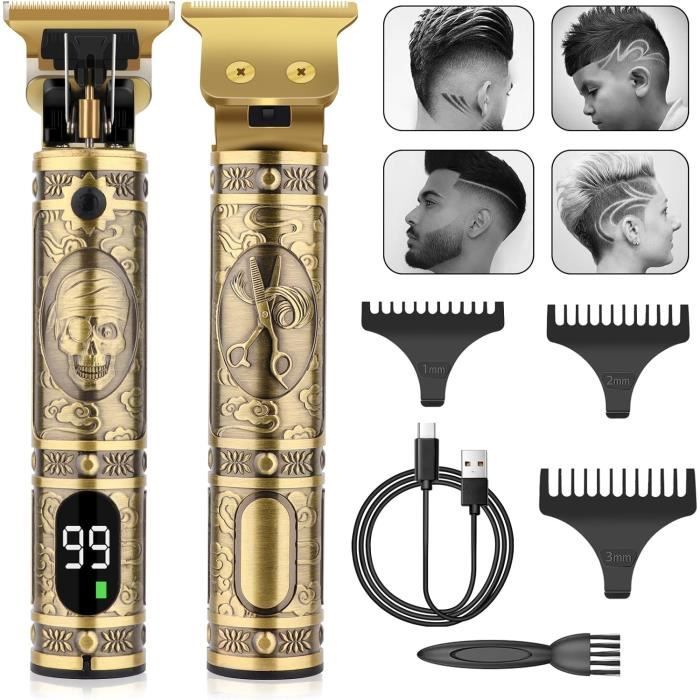 Tondeuse Cheveux Hommes, Tondeuse Barbe, Tondeuse à barbe sans fil Waterproof T-blade, Charge ...